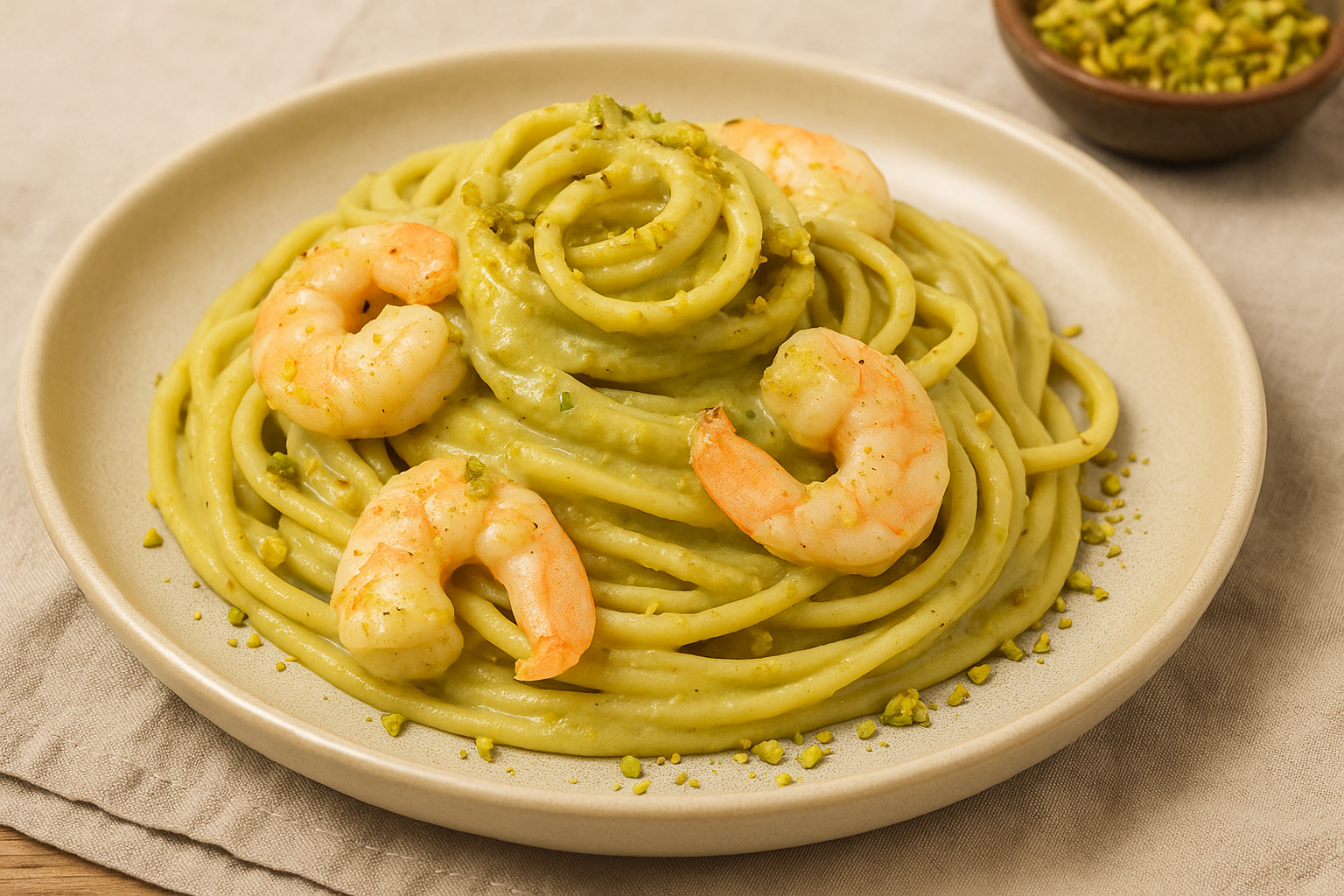 Pasta con gamberi e pistacchi cremosa: un primo piatto elegante e ...